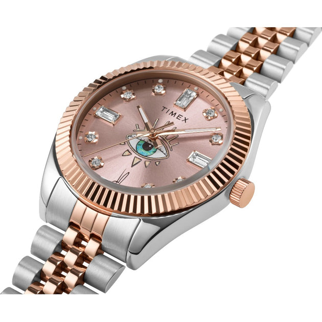 TIMEX x Jacquie Aiche Legacy Rose Gold Two-Tone Sunray Evil Eye Watch ...