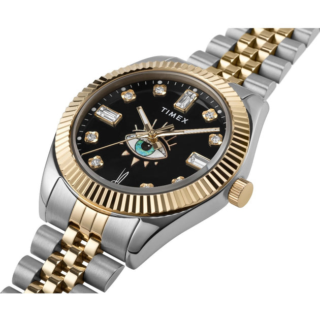 TIMEX x Jacquie Aiche Legacy Yellow Gold Two-Tone Sunray Evil Eye Watc ...